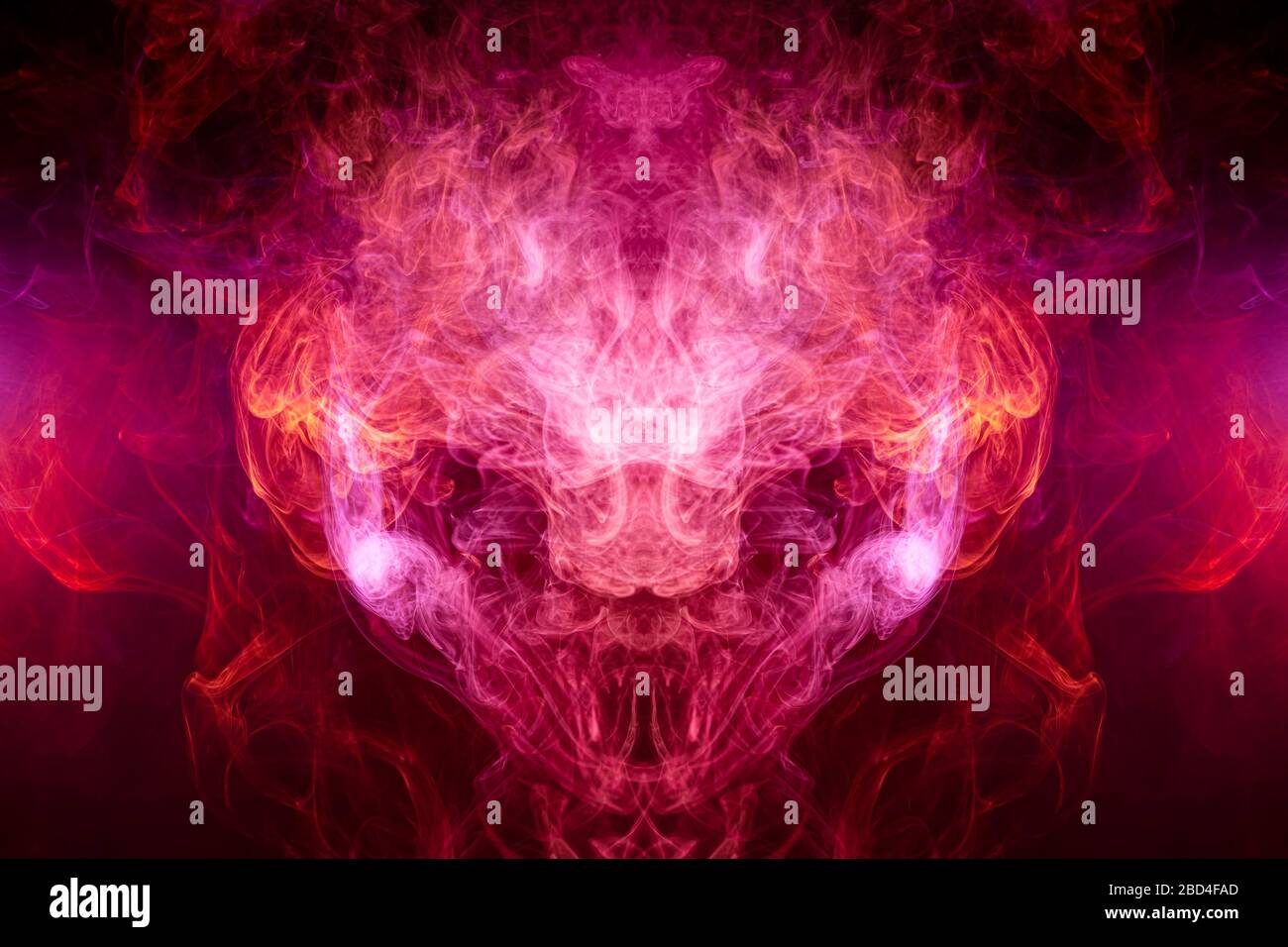 Pattern, Neon pink and red smoke in the on a dark isolated background ...