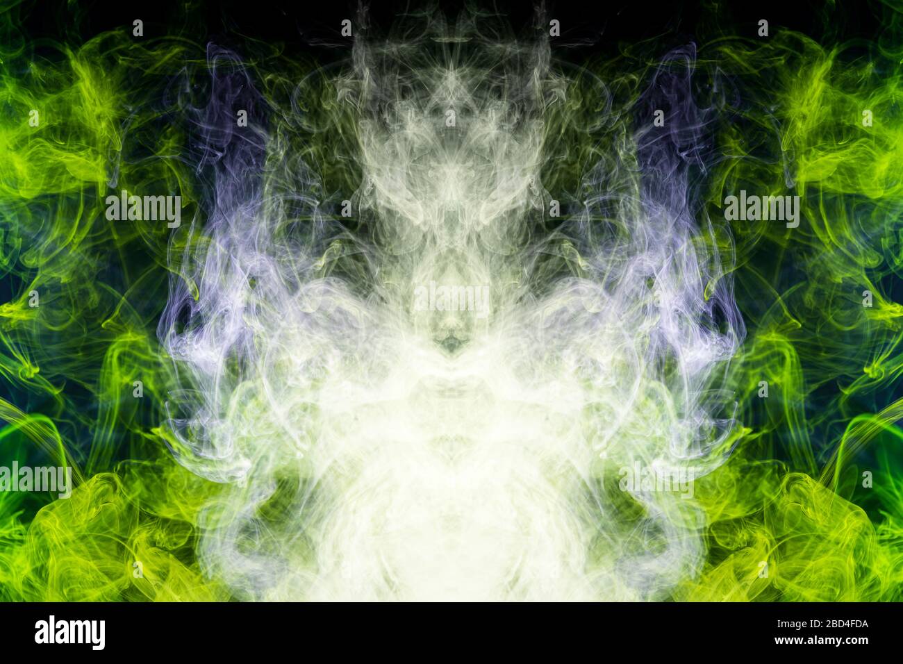 Pattern, Neon green smoke in the on a dark isolated background ...