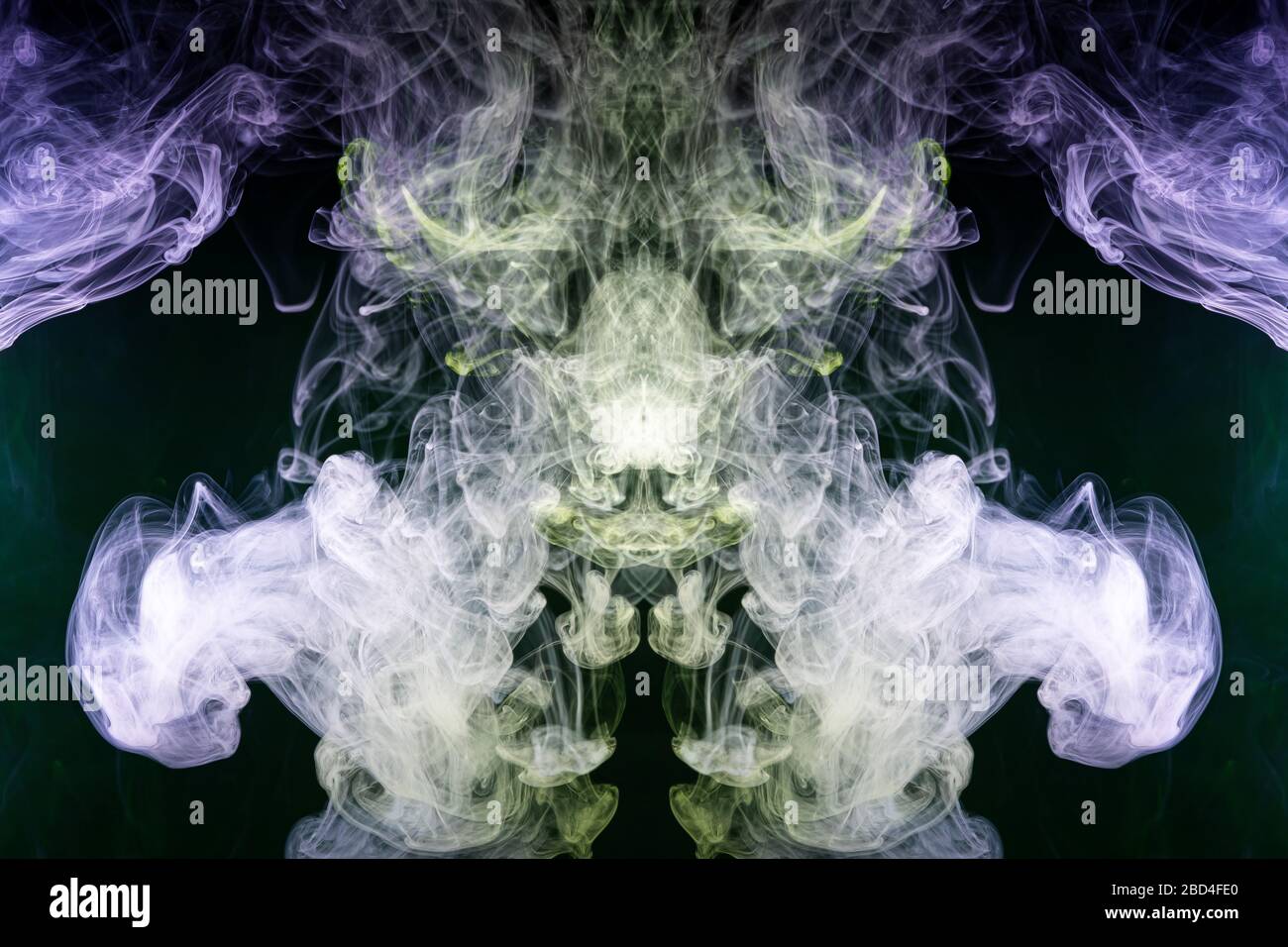 Pattern, Neon green and blue smoke in the on a dark isolated background ...