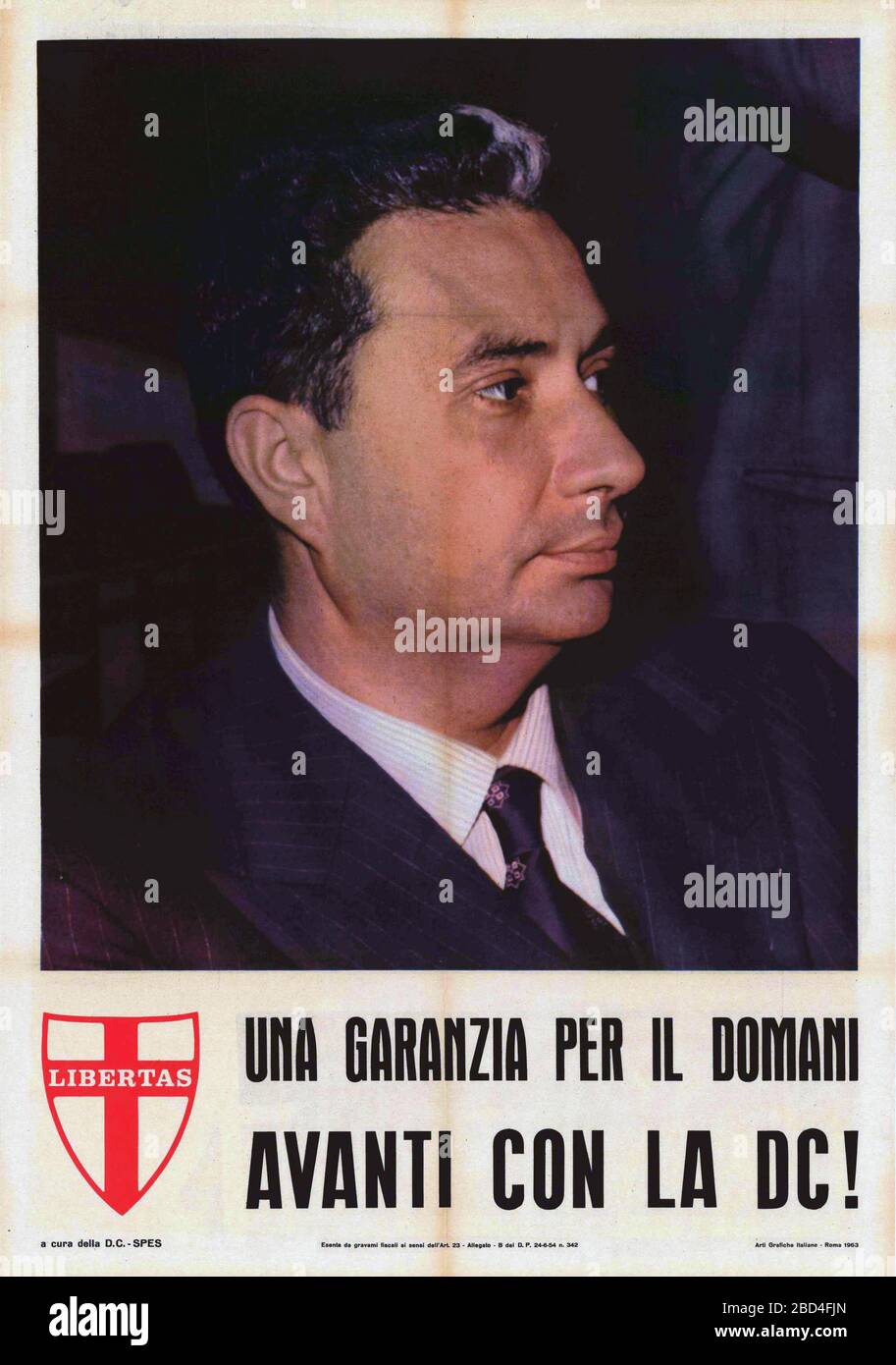 Christian Democracy political poster featuring political secretary Aldo ...