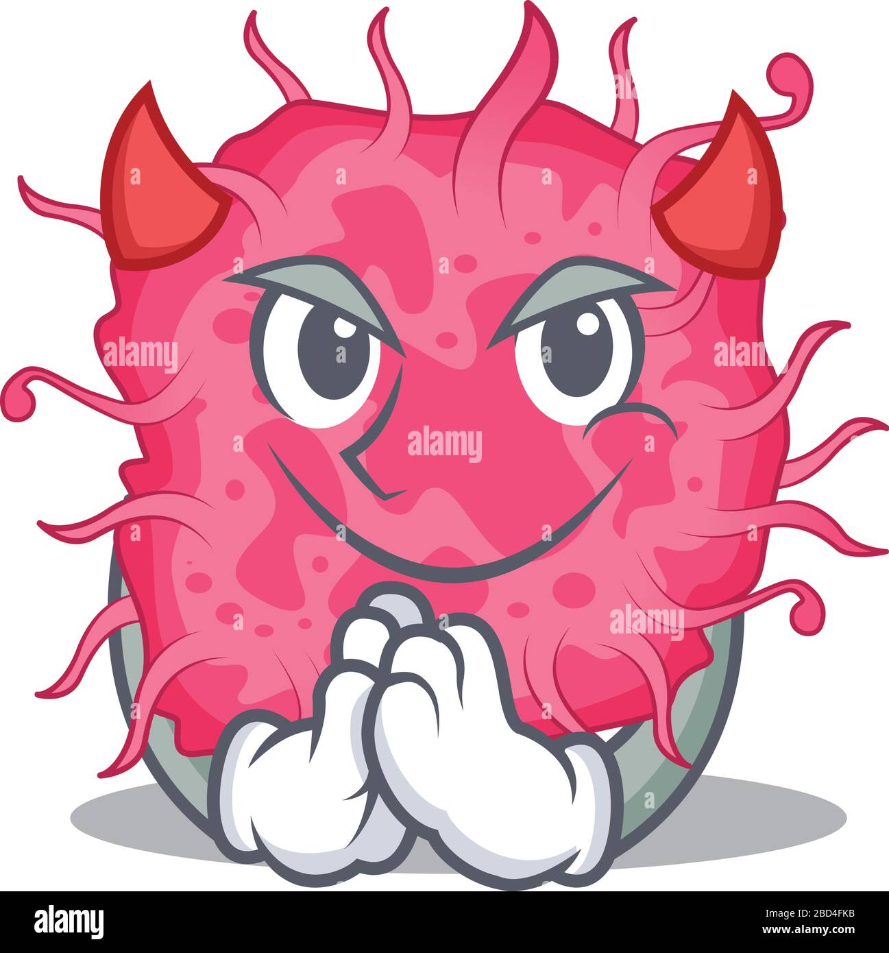 pathogenic bacteria dressed as devil cartoon character design style ...