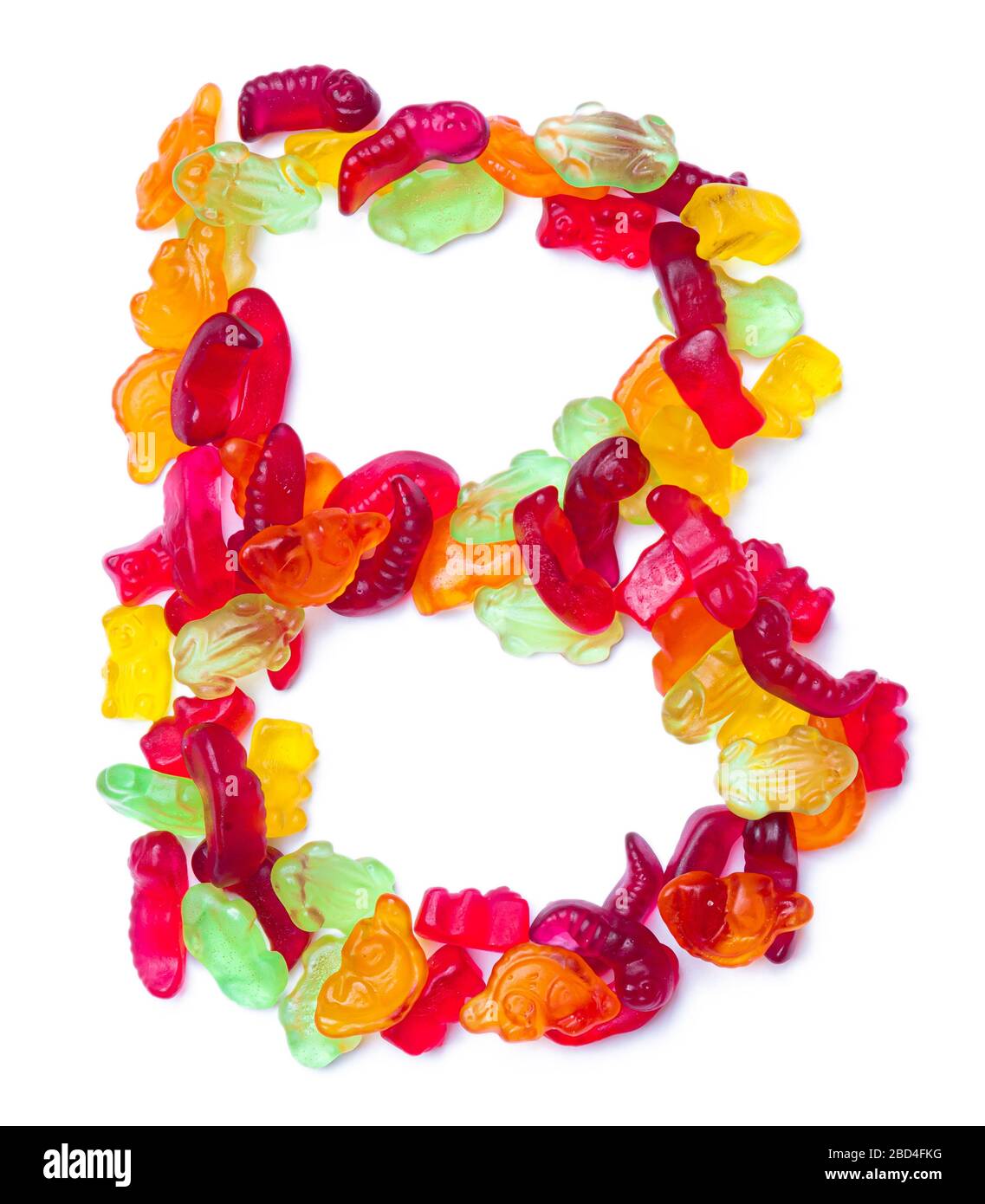Letter B of the English alphabet from multi-colored marmalade on a ...