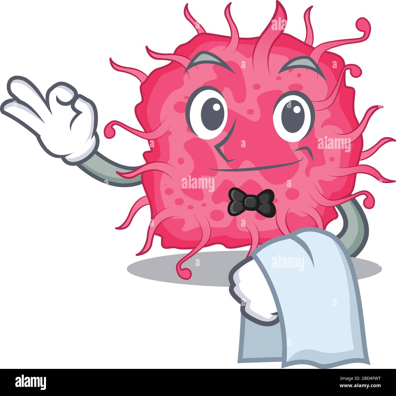 A cartoon character of pathogenic bacteria waiter working in the ...