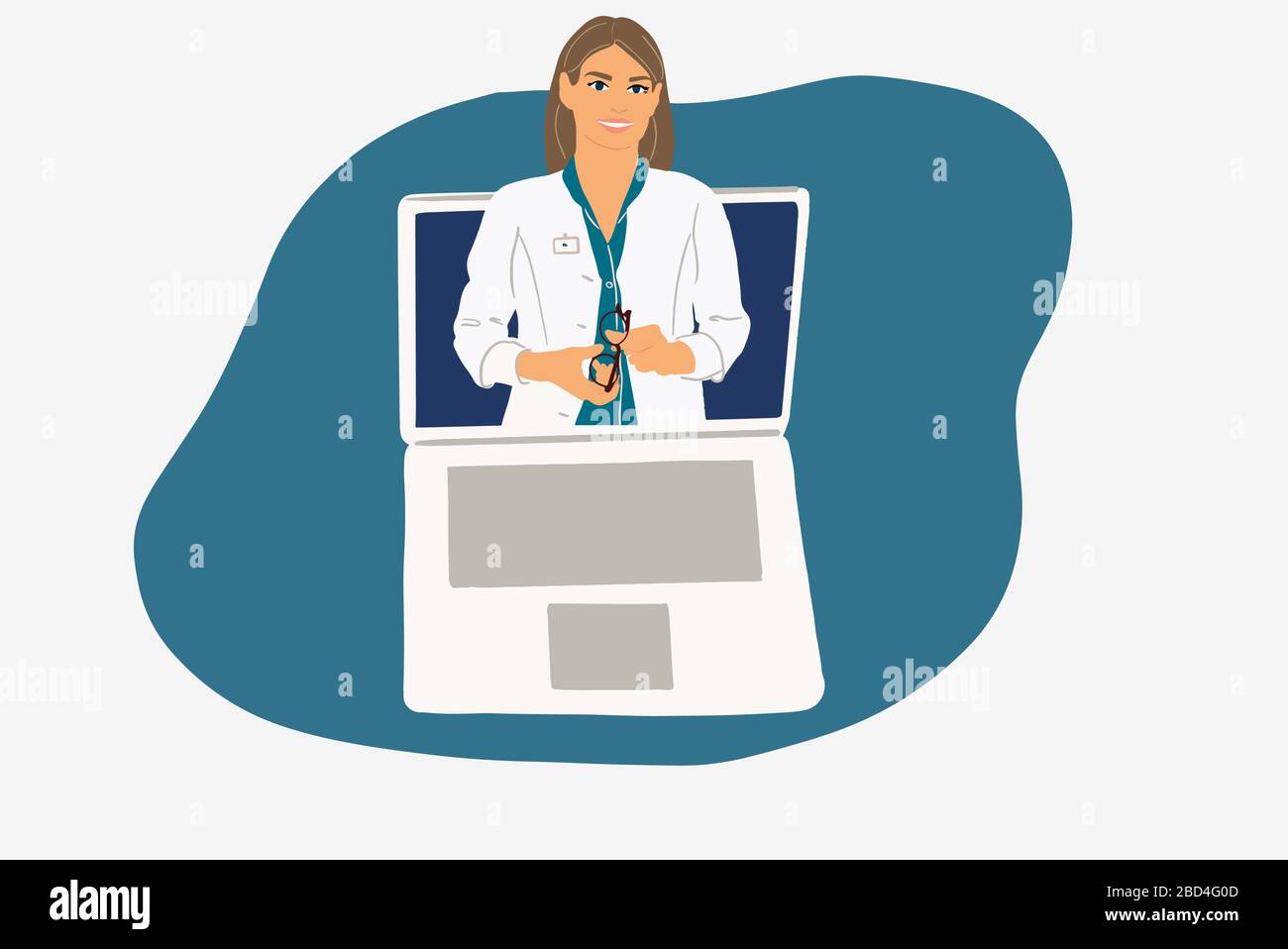 Female doctor in laptop monitor. Online and teemedicine concept ...