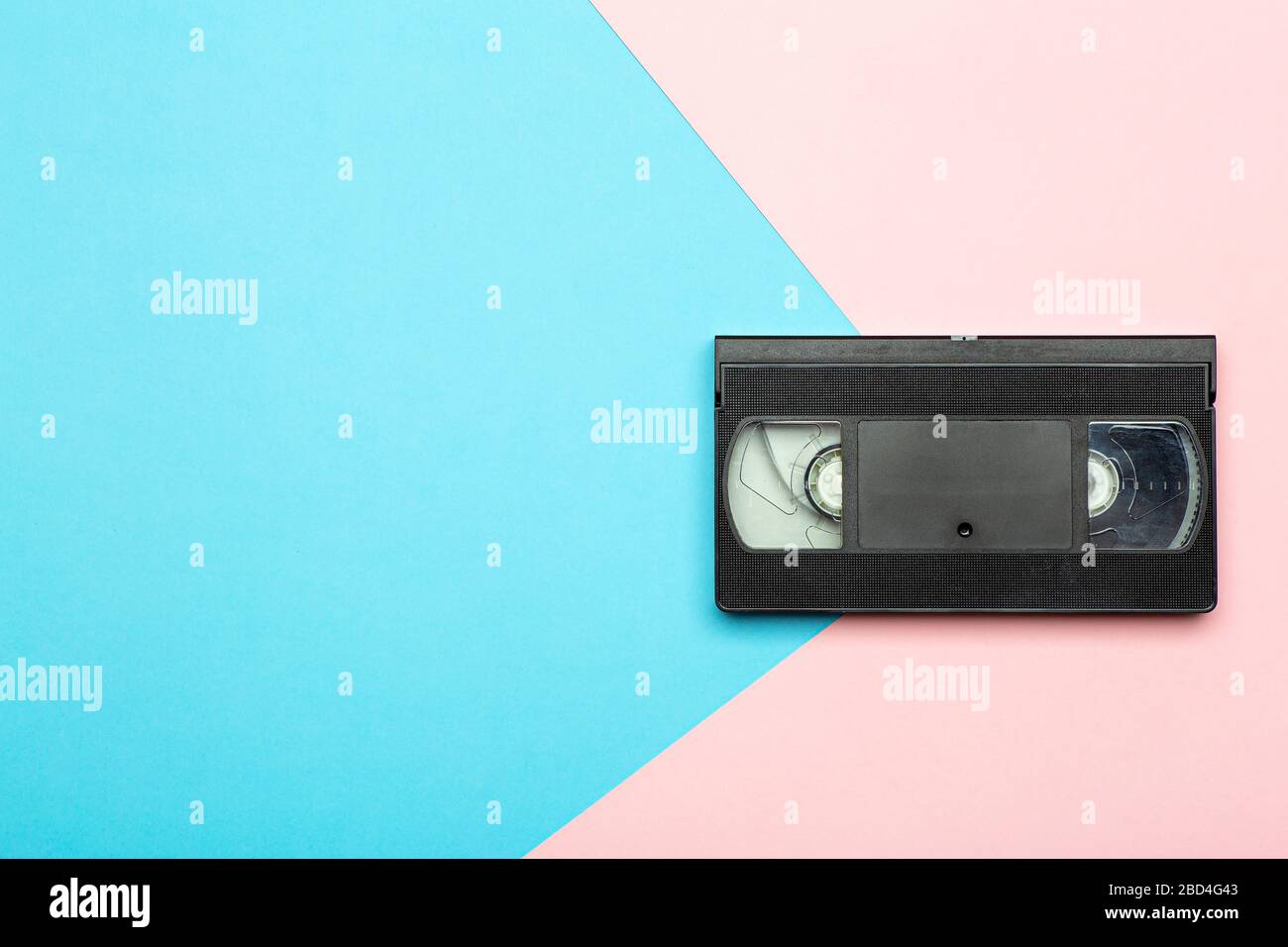 Aesthetics of the 80s and 90s. Videocassette (VHS) on a color ...