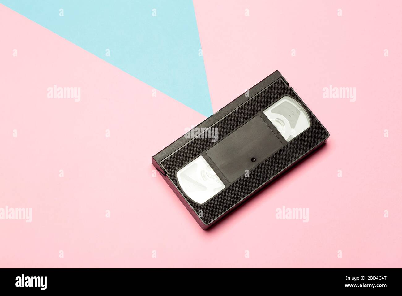 Aesthetics of the 80s and 90s. Videocassette (VHS) on a color ...