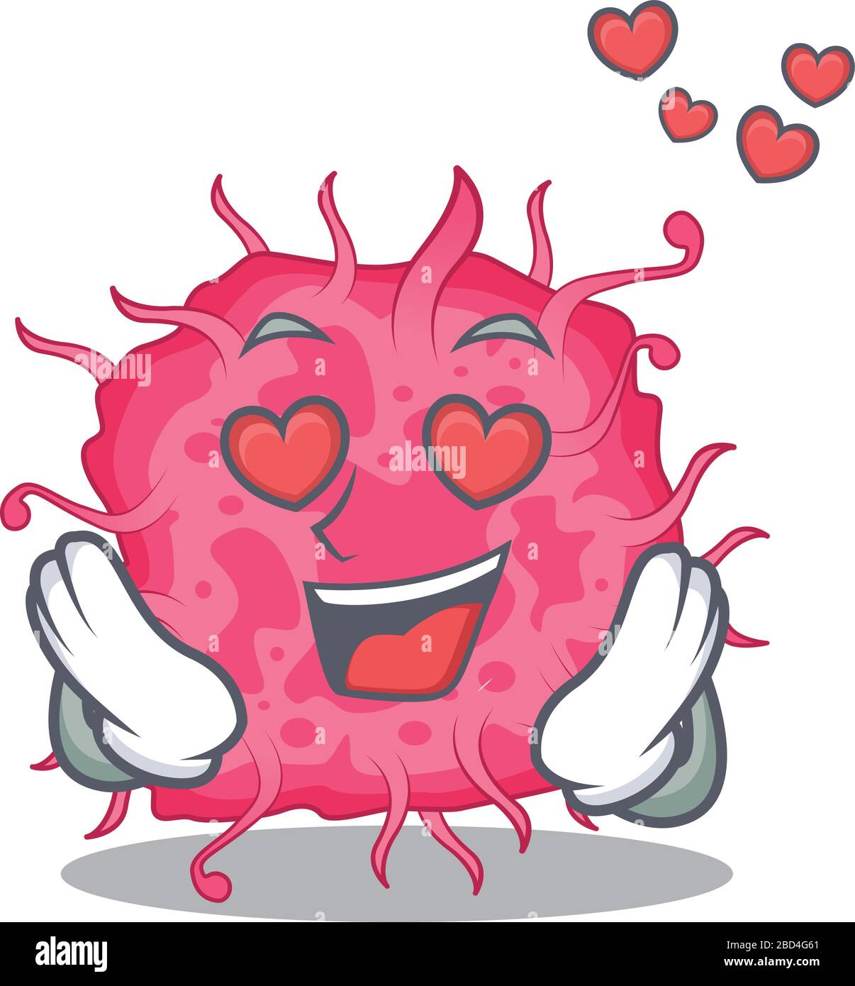 Cute pathogenic bacteria cartoon character has a falling in love face ...
