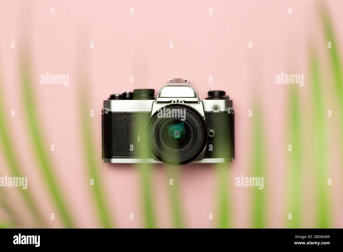 Photo camera creative concept background. Vintage retro photo camera on ...