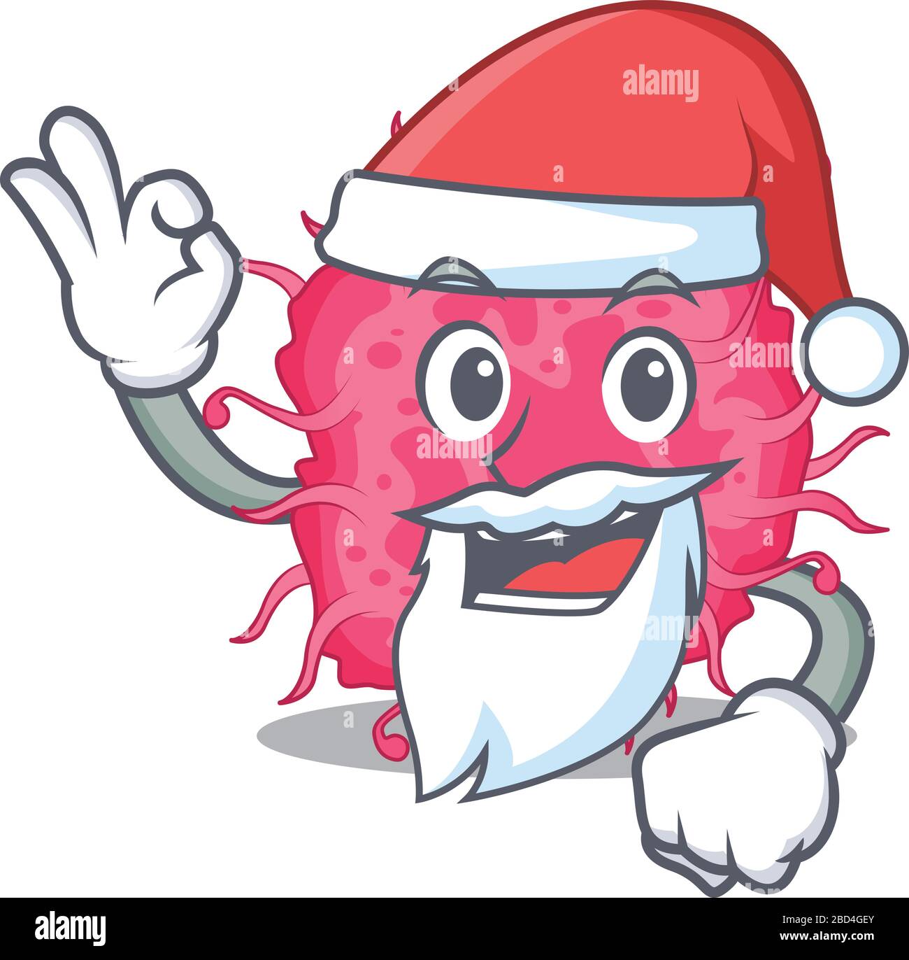 pathogenic bacteria Santa cartoon character with cute ok finger Stock ...