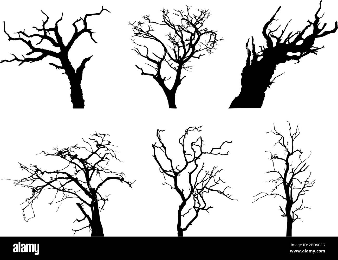 Old leafless tree silhouette vector illustration Stock Vector Image ...