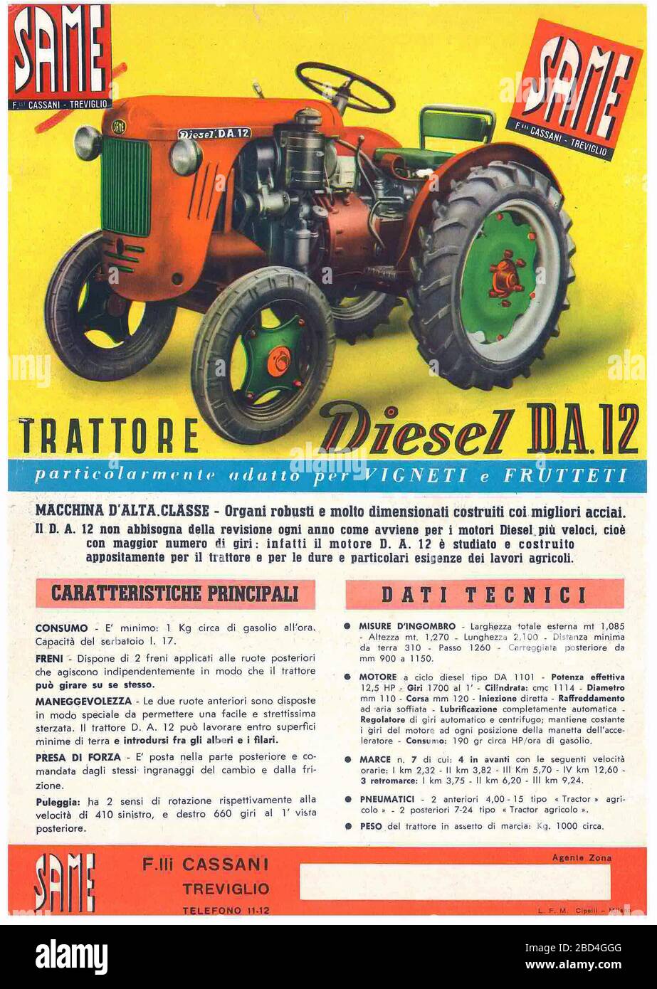 Cassani SAME DA12 Tractor advertisement Stock Photo - Alamy