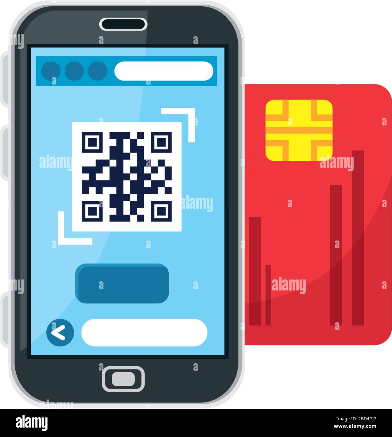 qr code inside smartphone and credit card vector design Stock Vector ...