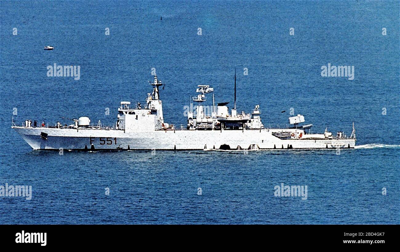 The corvette Minerva (F 551) in navigation, underway ca. before 1989 ...
