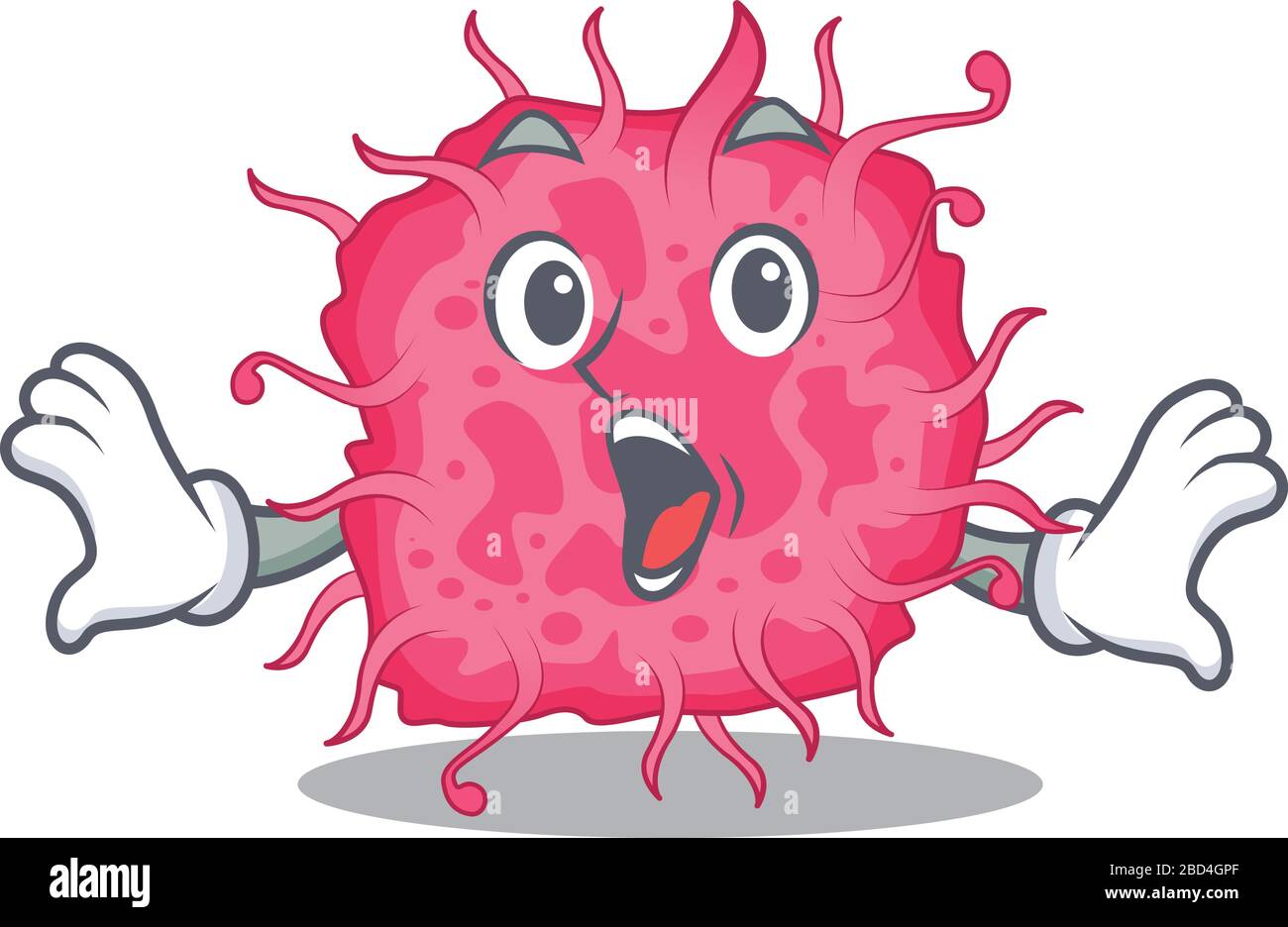 Cartoon design style of pathogenic bacteria has a surprised gesture ...