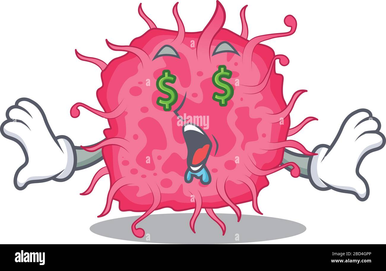Rich cartoon character design of pathogenic bacteria with money eyes ...