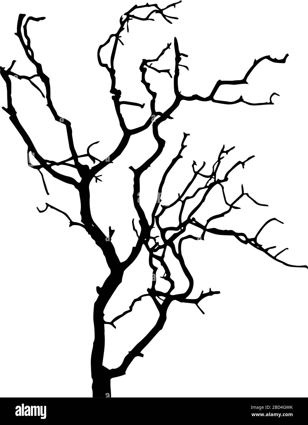 Old leafless tree silhouette vector illustration Stock Vector Image ...