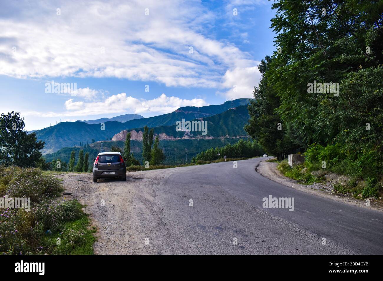 A beautiful eye catching view of lush green mountains at Ramban Kashmir ...