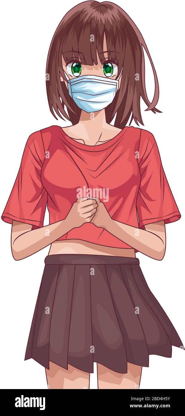 woman using face mask anime character Stock Vector Image & Art - Alamy