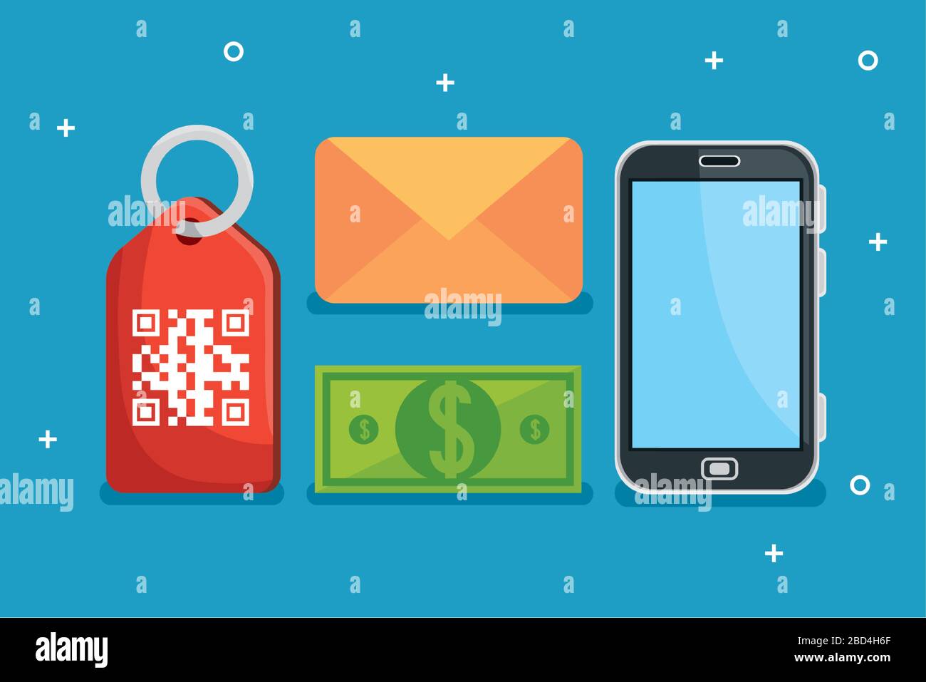 qr code label envelope bill and smartphone vector design Stock Vector ...