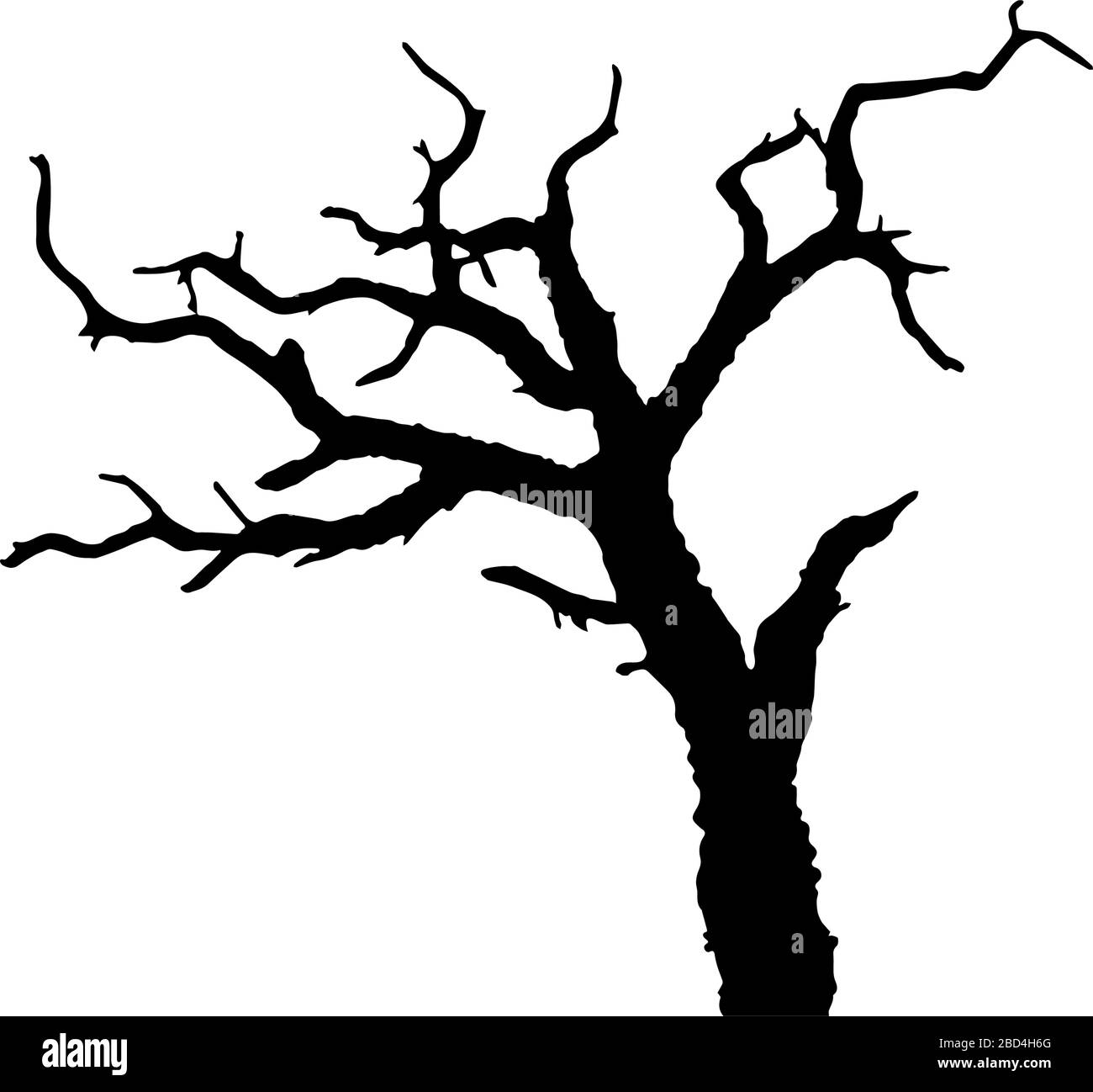 Old leafless tree silhouette vector illustration Stock Vector Image ...