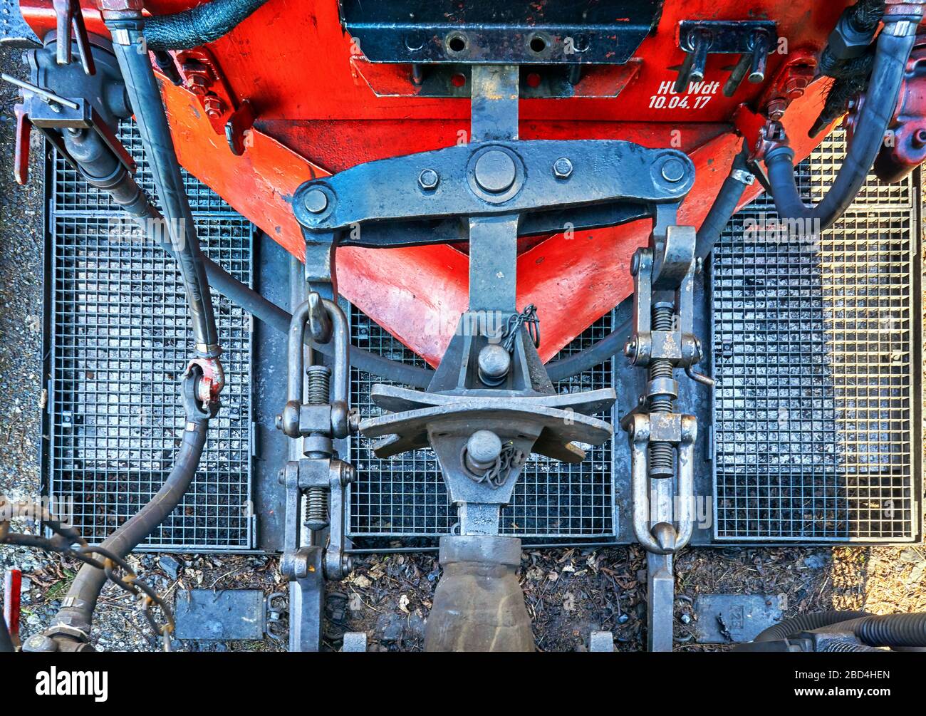 Detail of the technology of coupling the steam locomotive to a waggon ...