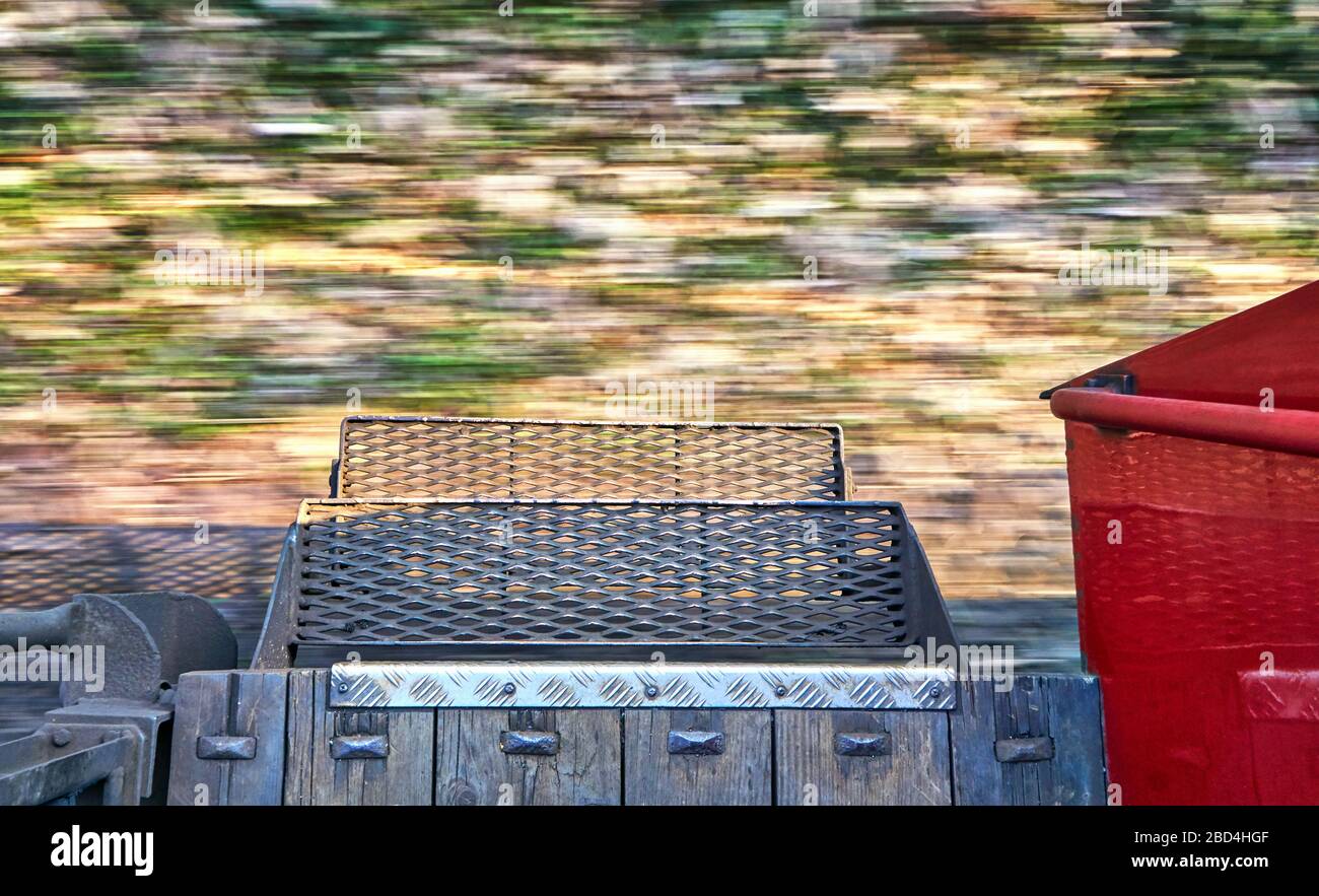 Stairs to get in and out of a railroad car while driving. Dynamism ...