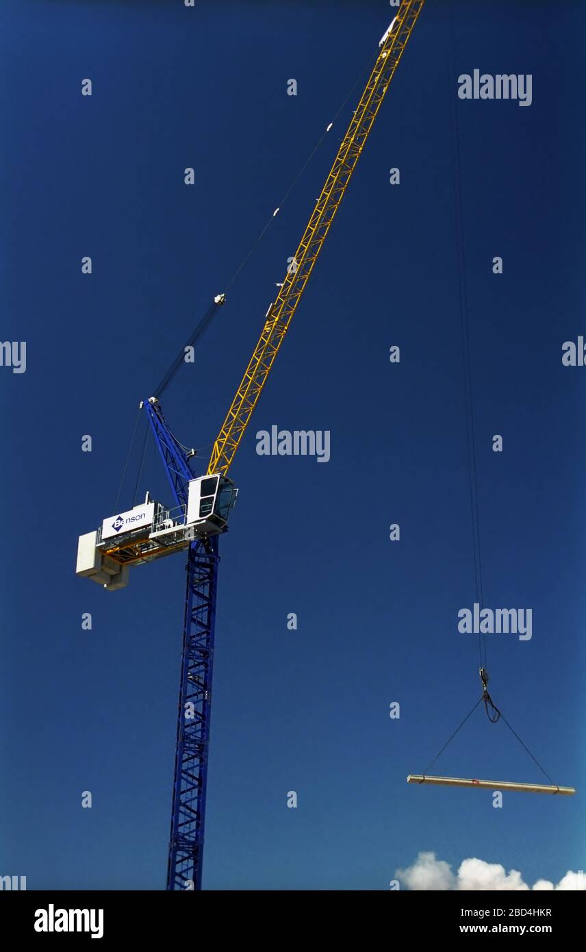 Brightly-coloured crane in Camber Dock, Portsmouth, Hampshire, England ...