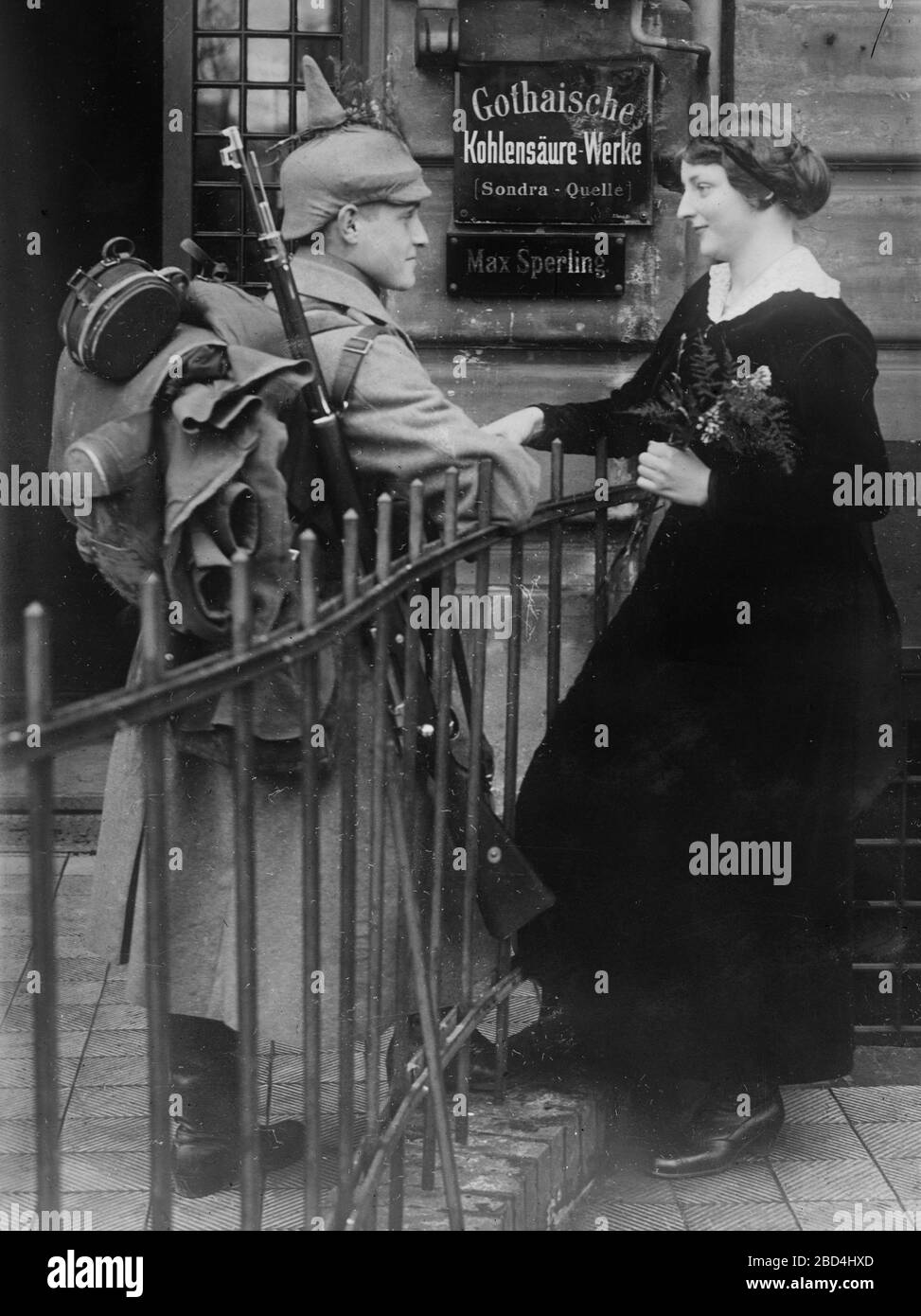 Soldier saying goodbye Black and White Stock Photos & Images - Alamy