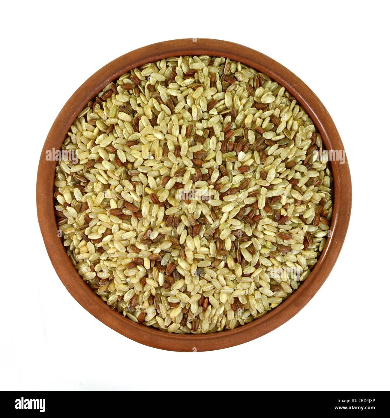 Integral, brown rice pile in a bowl isolated on white background Stock ...