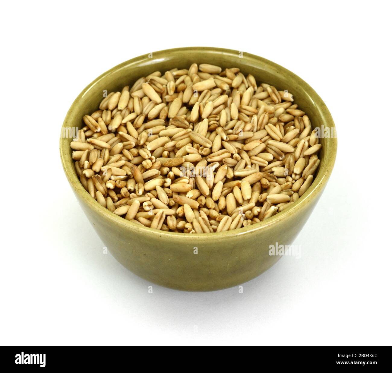 Top view of Rye grains in a bowl isolated on white background Stock ...