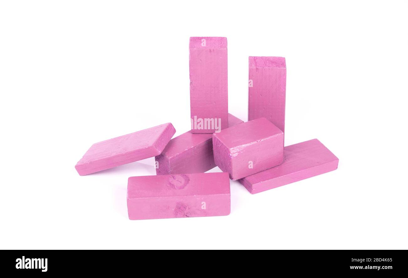 Vintage pink building block isolated on white background Stock Photo ...