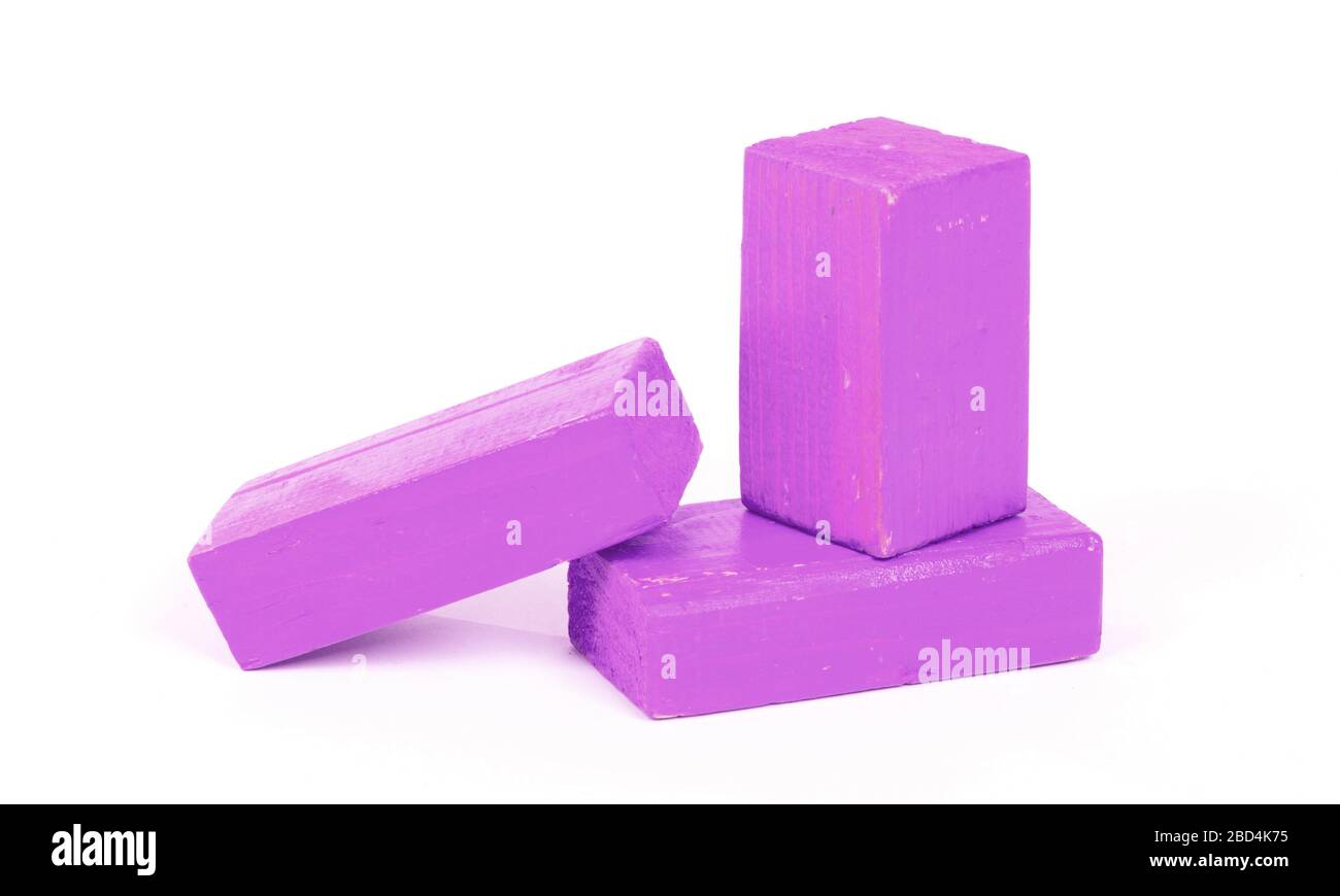 Vintage purple building blocks isolated on white background Stock Photo ...