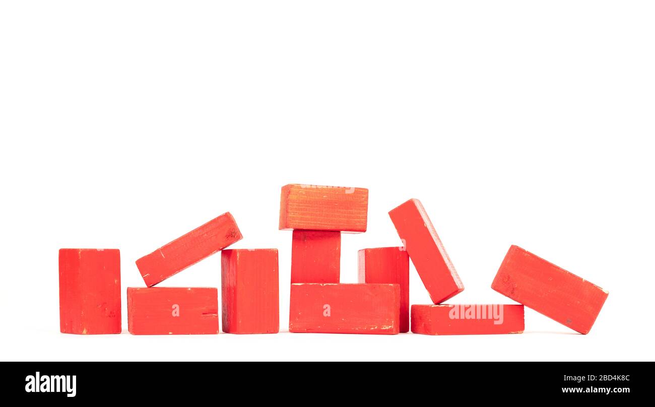 Vintage red building blocks isolated on white background Stock Photo ...
