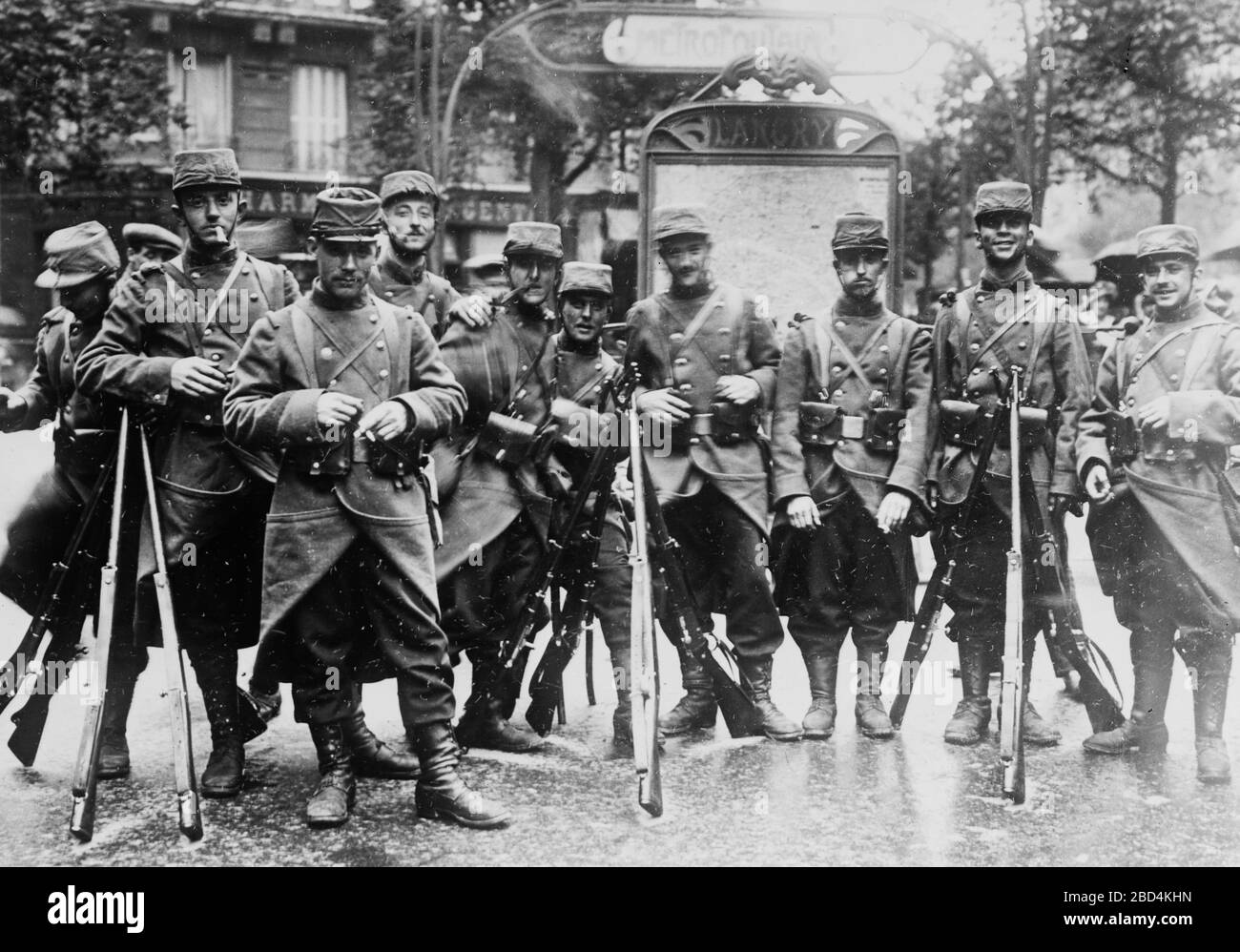 French soldiers guarding a subway entrance in Paris, France at the ...