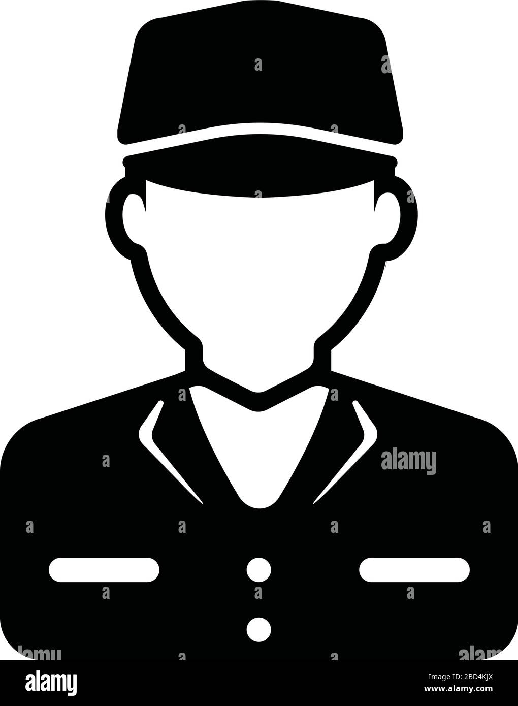 Young male worker avatar flat illustration (upper body) / blue collar ...
