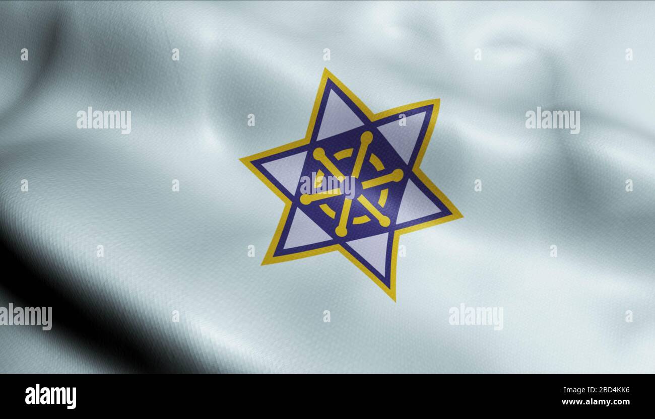 3D Illustration of a waving flag of Wakkanai (Japan country Stock Photo ...