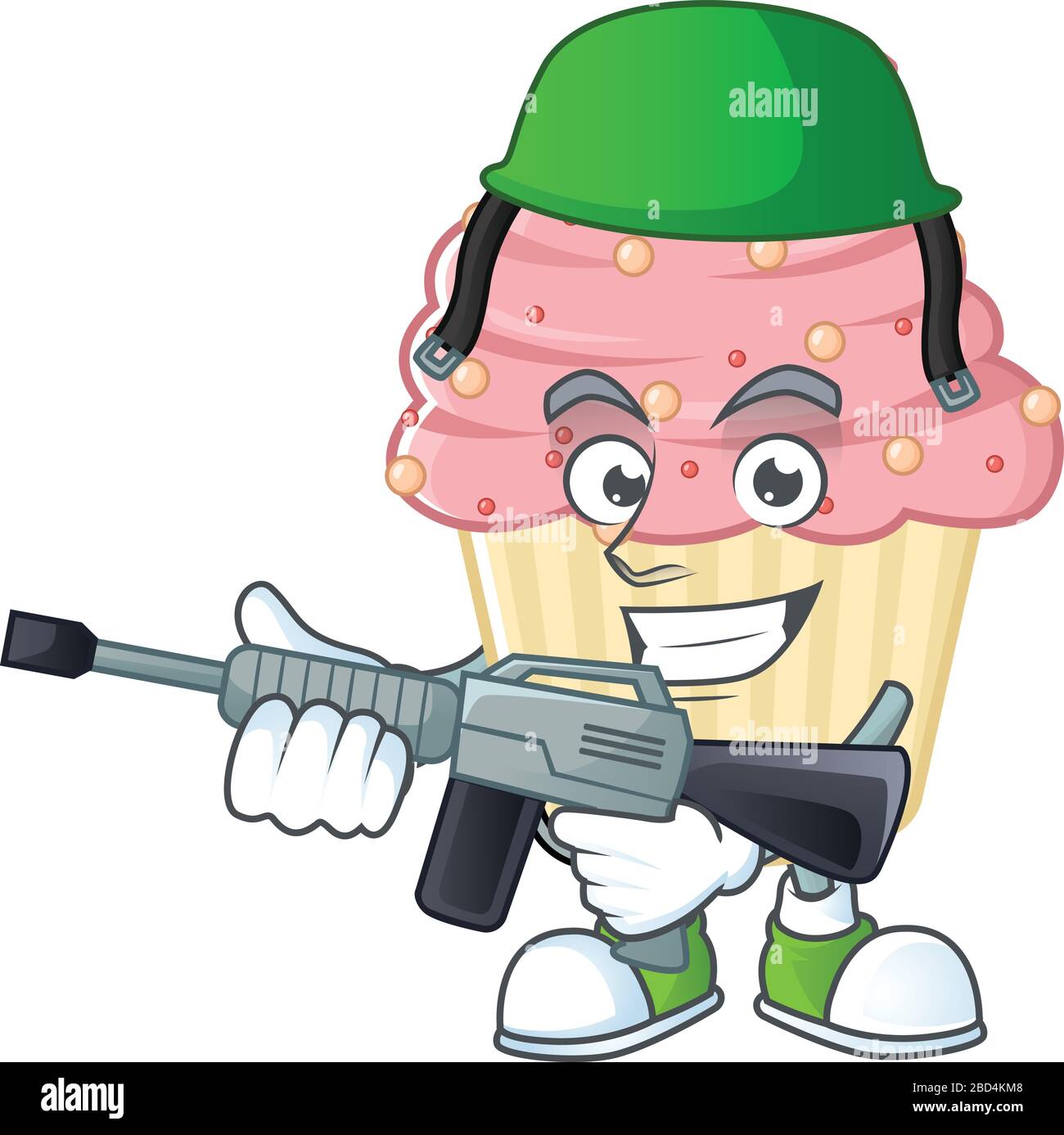 An elegant strawberry cupcake Army mascot design style using automatic ...