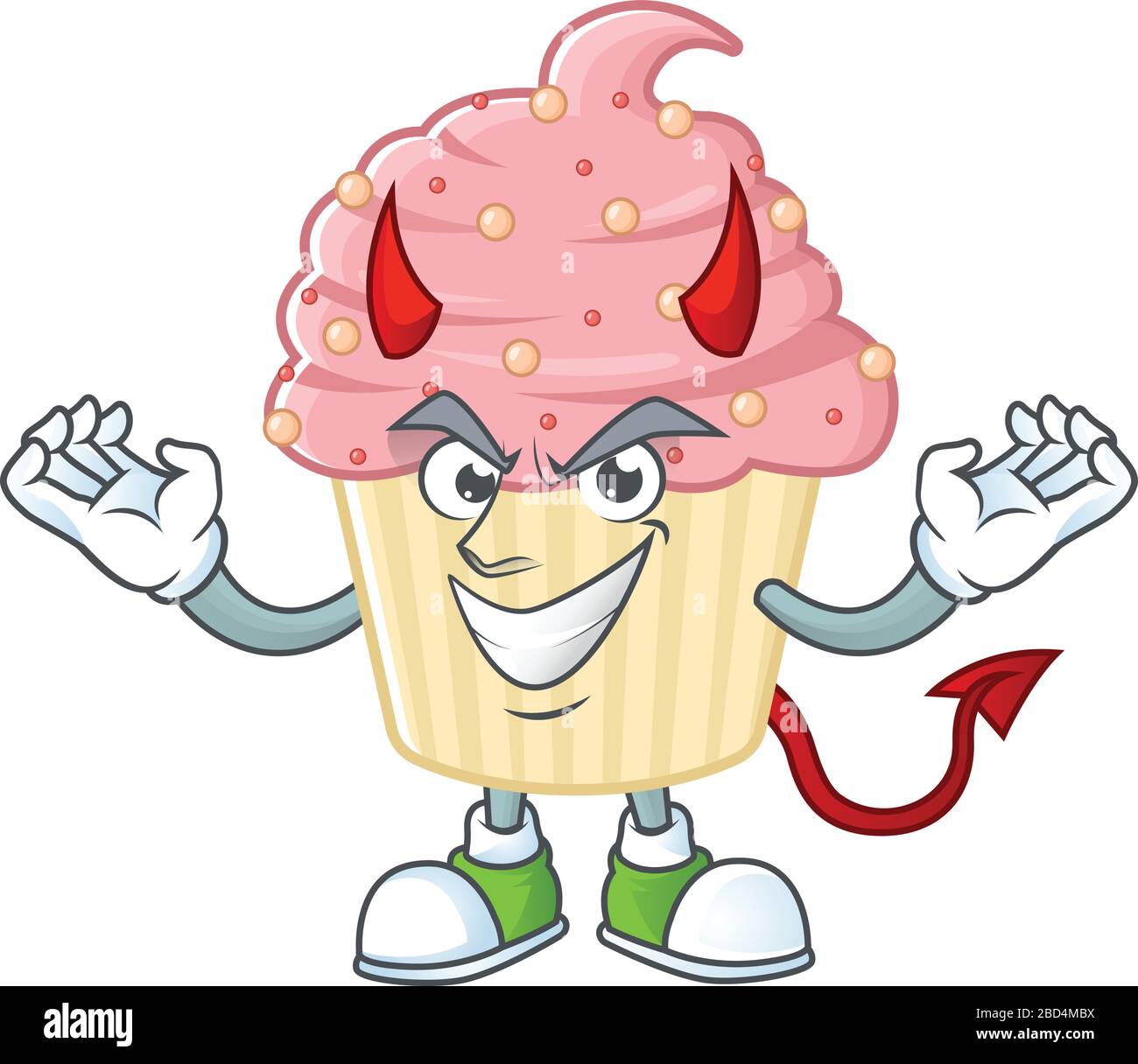 A picture of devil strawberry cupcake cartoon character design Stock ...