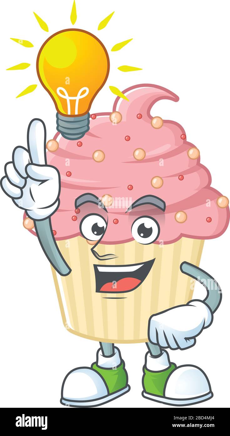 A genius strawberry cupcake mascot character design have an idea Stock ...