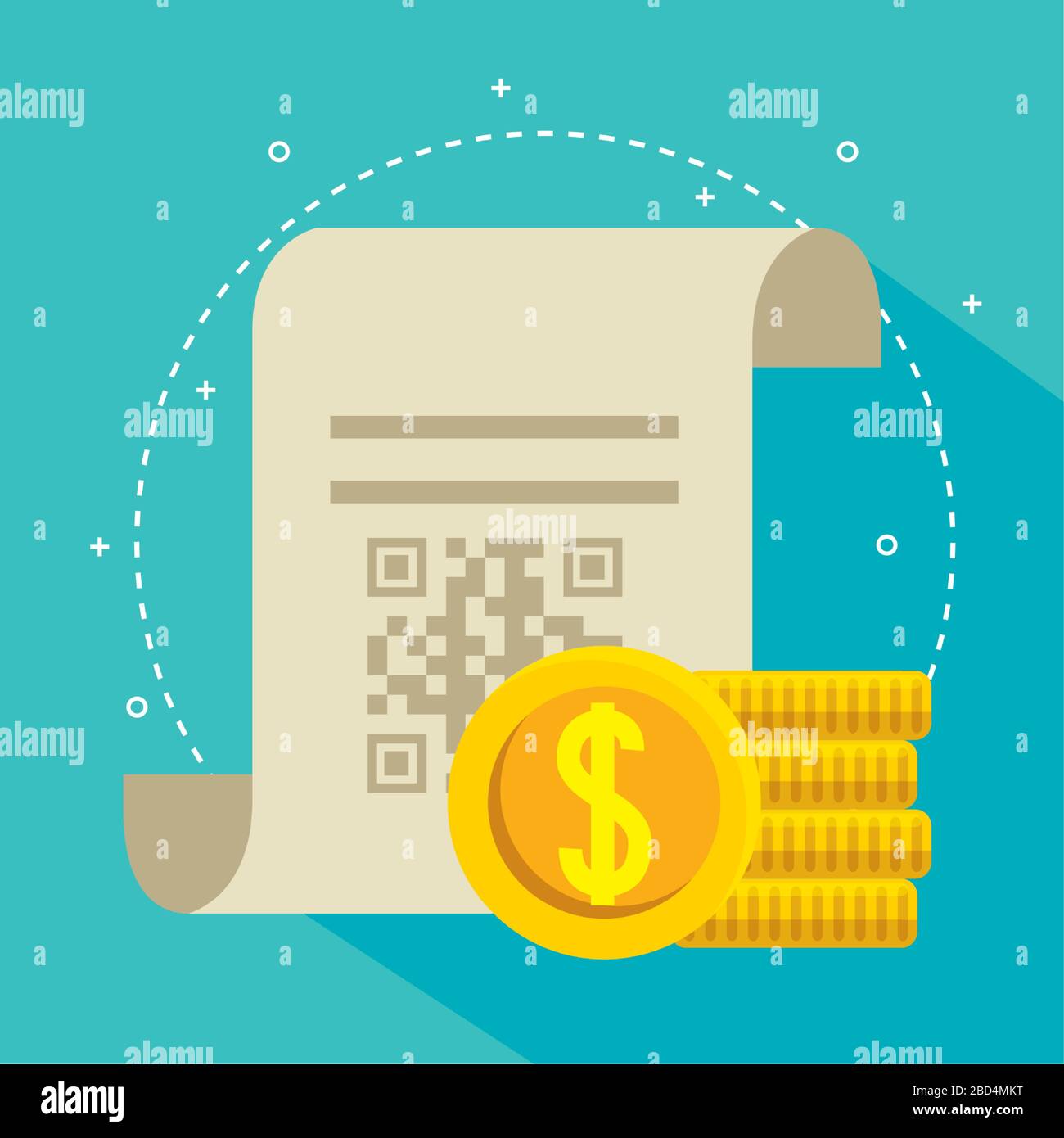 qr code receipt paper and coins vector design Stock Vector Image & Art ...