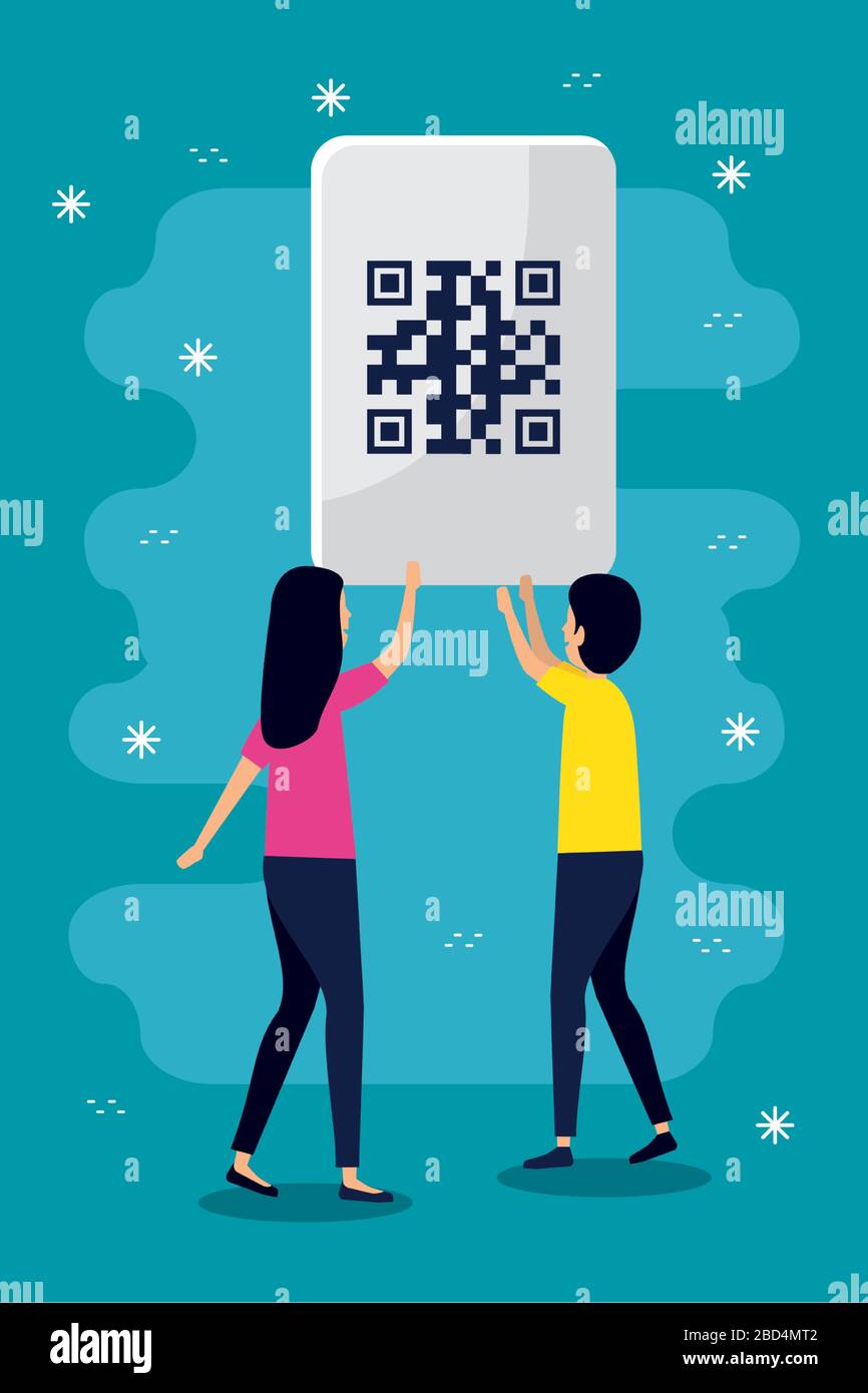 qr code woman and man avatar vector design Stock Vector Image & Art - Alamy