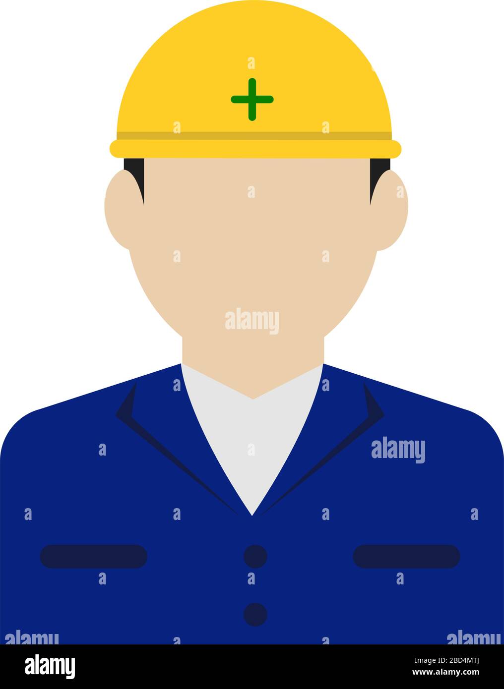 Young male worker avatar flat illustration (upper body) / blue collar ...