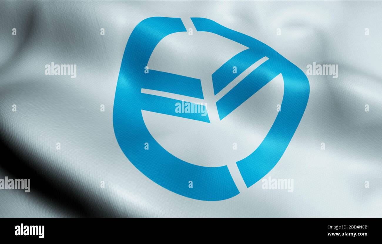 3D Illustration of a waving flag of Hashima (Japan country Stock Photo ...