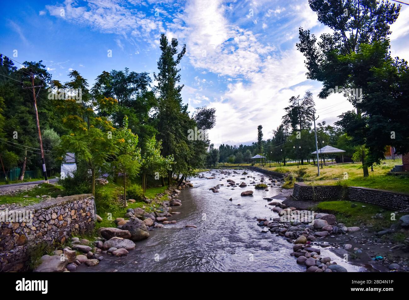 A view of a flowing Lidder river at Pahalgam Kashmir India Stock Photo ...