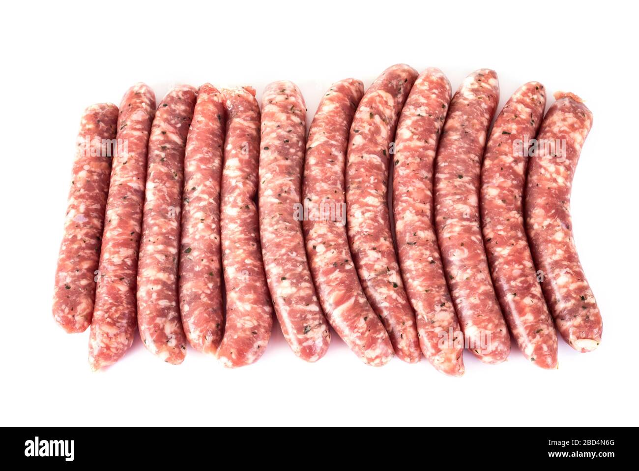 pork sausage in front of white background Stock Photo - Alamy
