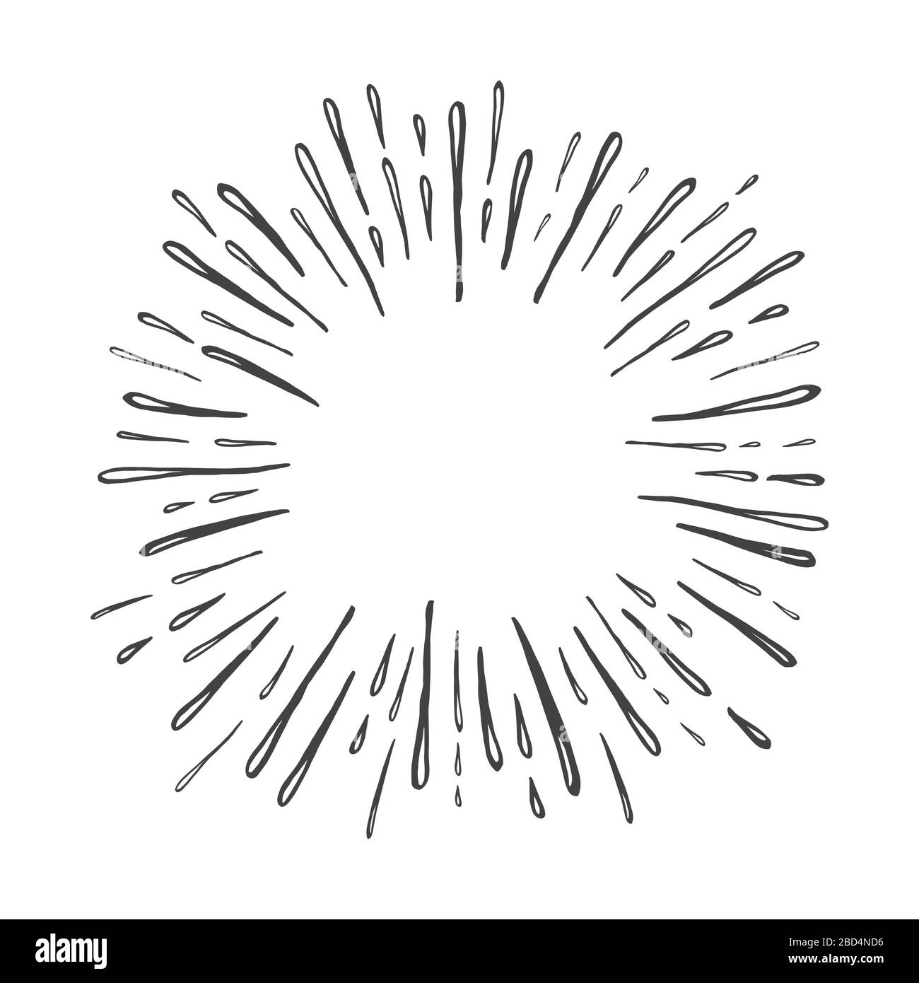 Hand drawn sunburst explosion vector illustration isolated on white ...