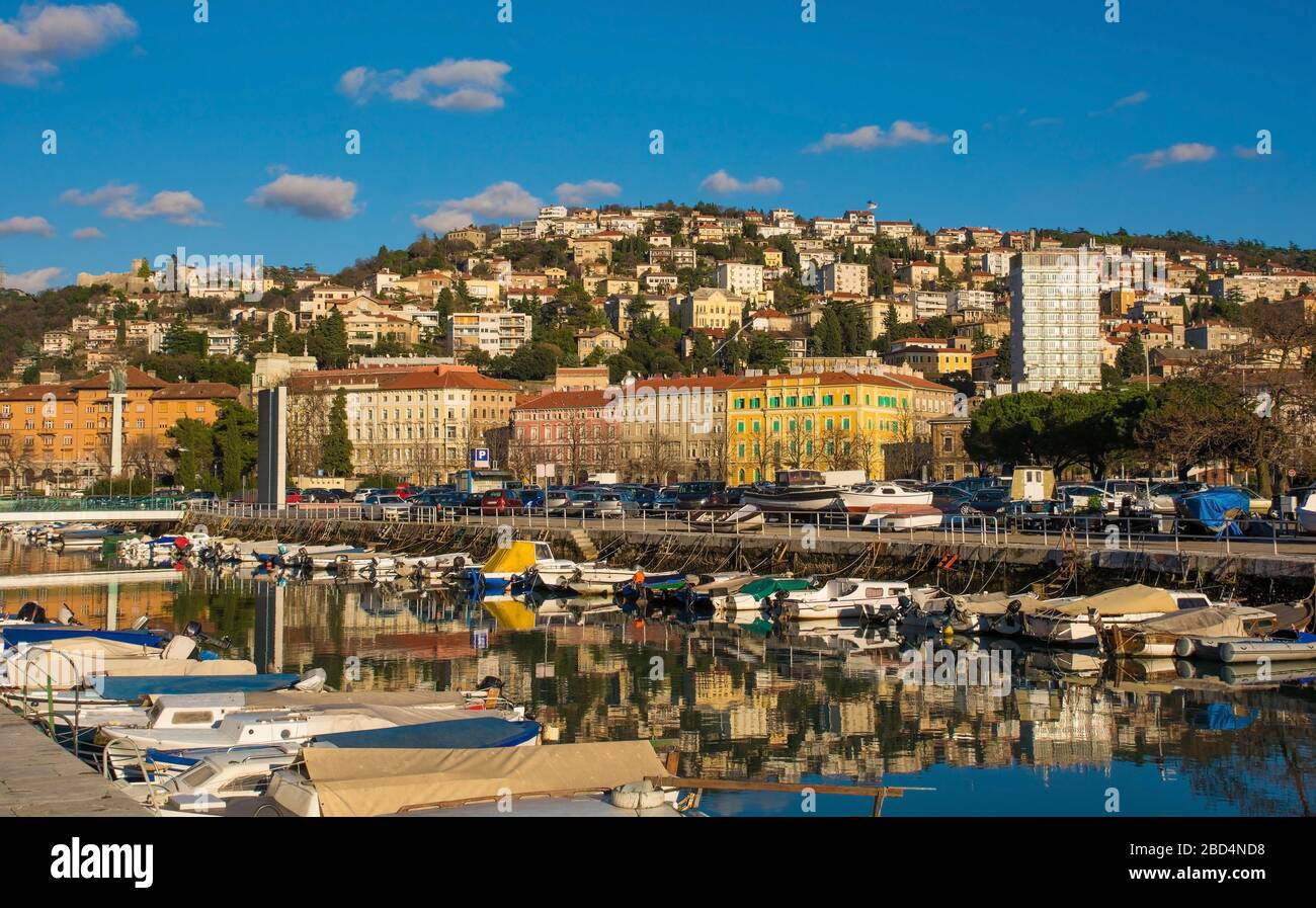 The waterfront harbour area of Rijeka in the Primorje-Gorski Kotar ...