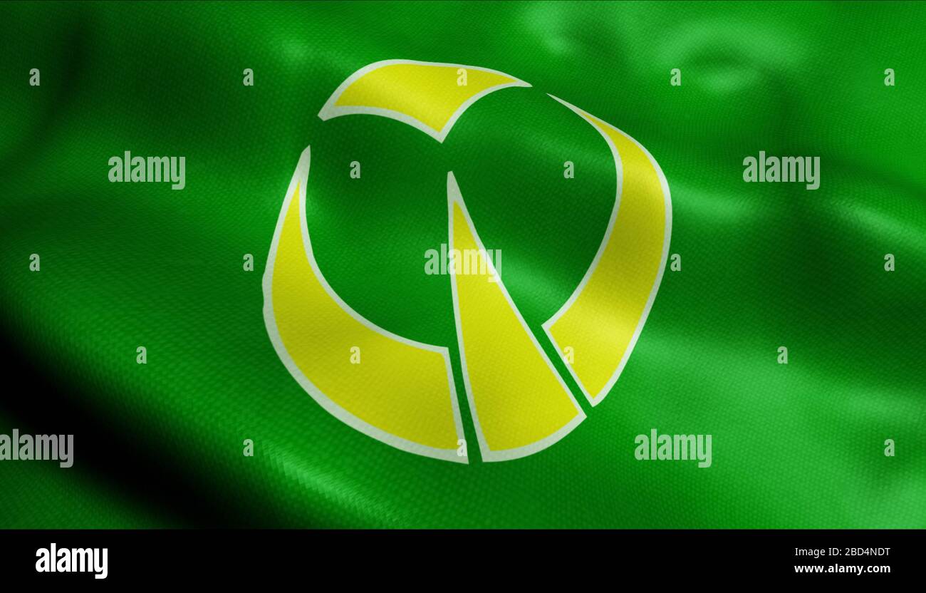 3D Illustration of a waving flag of Buzen (Japan country Stock Photo ...