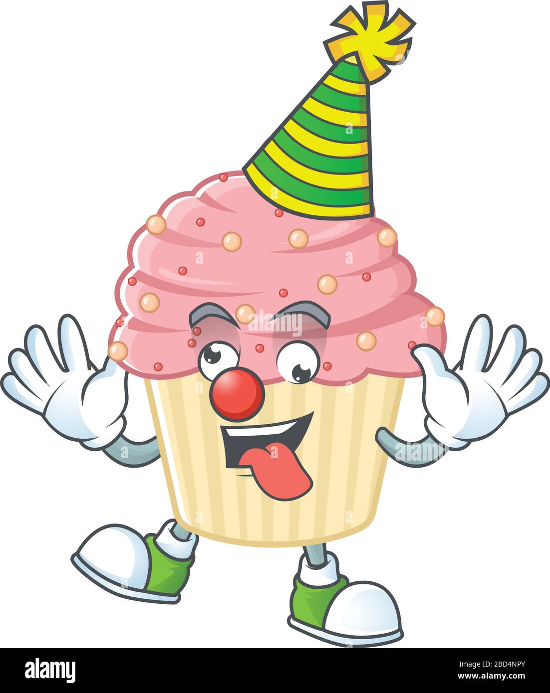 Amusing Clown strawberry cupcake cartoon character mascot style Stock ...