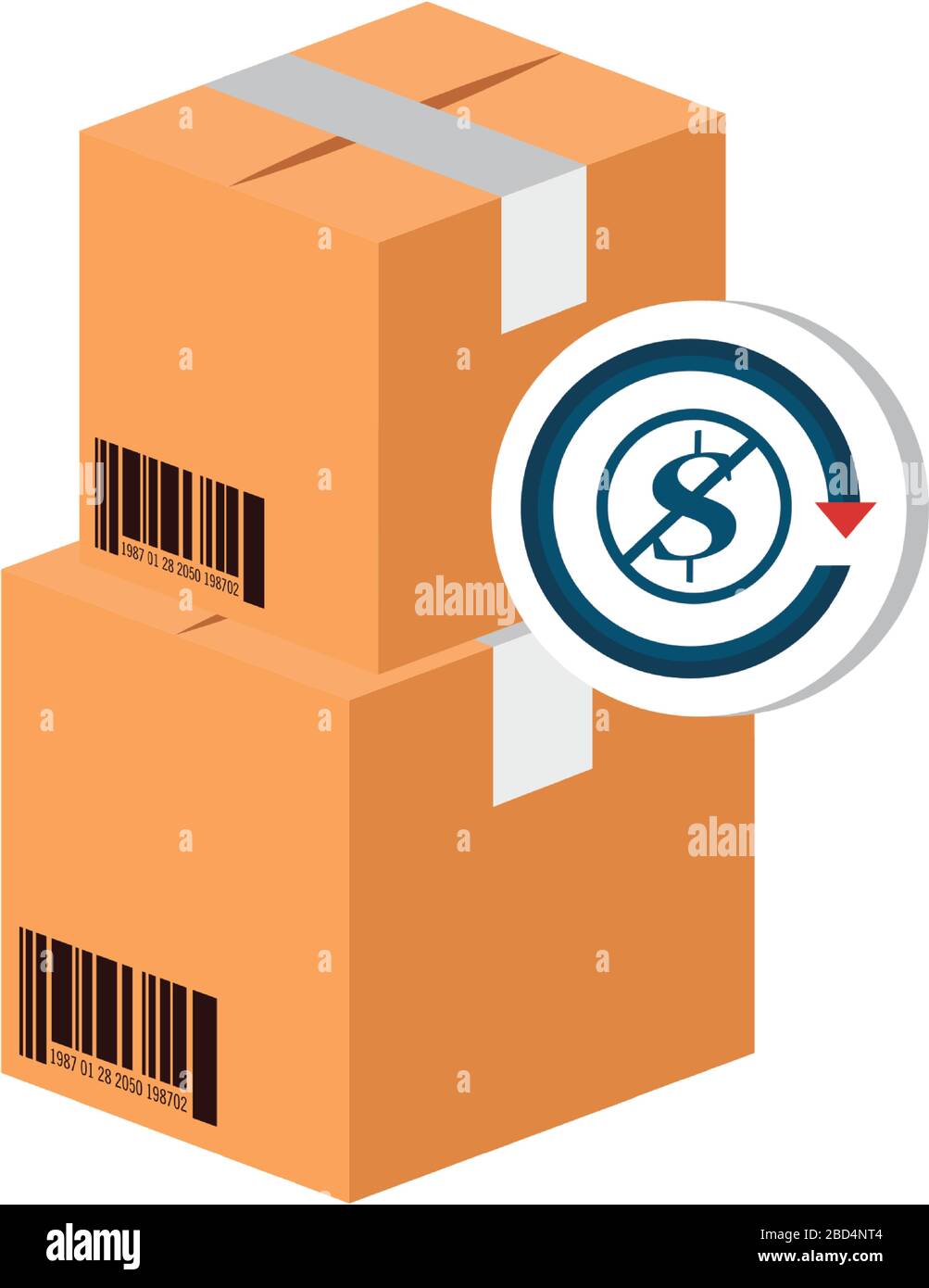 boxes packages with dollar symbol in forbidden sign Stock Vector Image ...